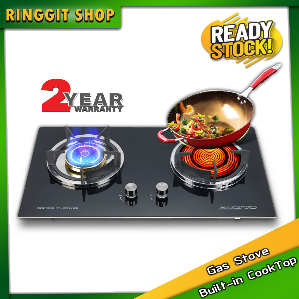 Ringgit Shop Tempered Glass Stainless Steel Gas Stove Built-in CookTop ...