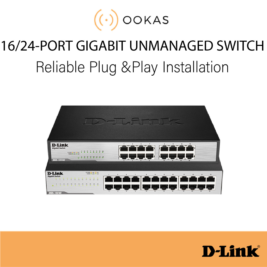 D-Link 16 / 24 Ports Gigabit Unmanaged Switch (DGS-1016C / DGS-1024C ...