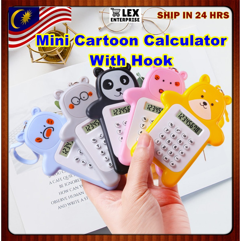 Mini Cartoon Calculator With Hook 8 Digits Screen Portable Slim Size ...