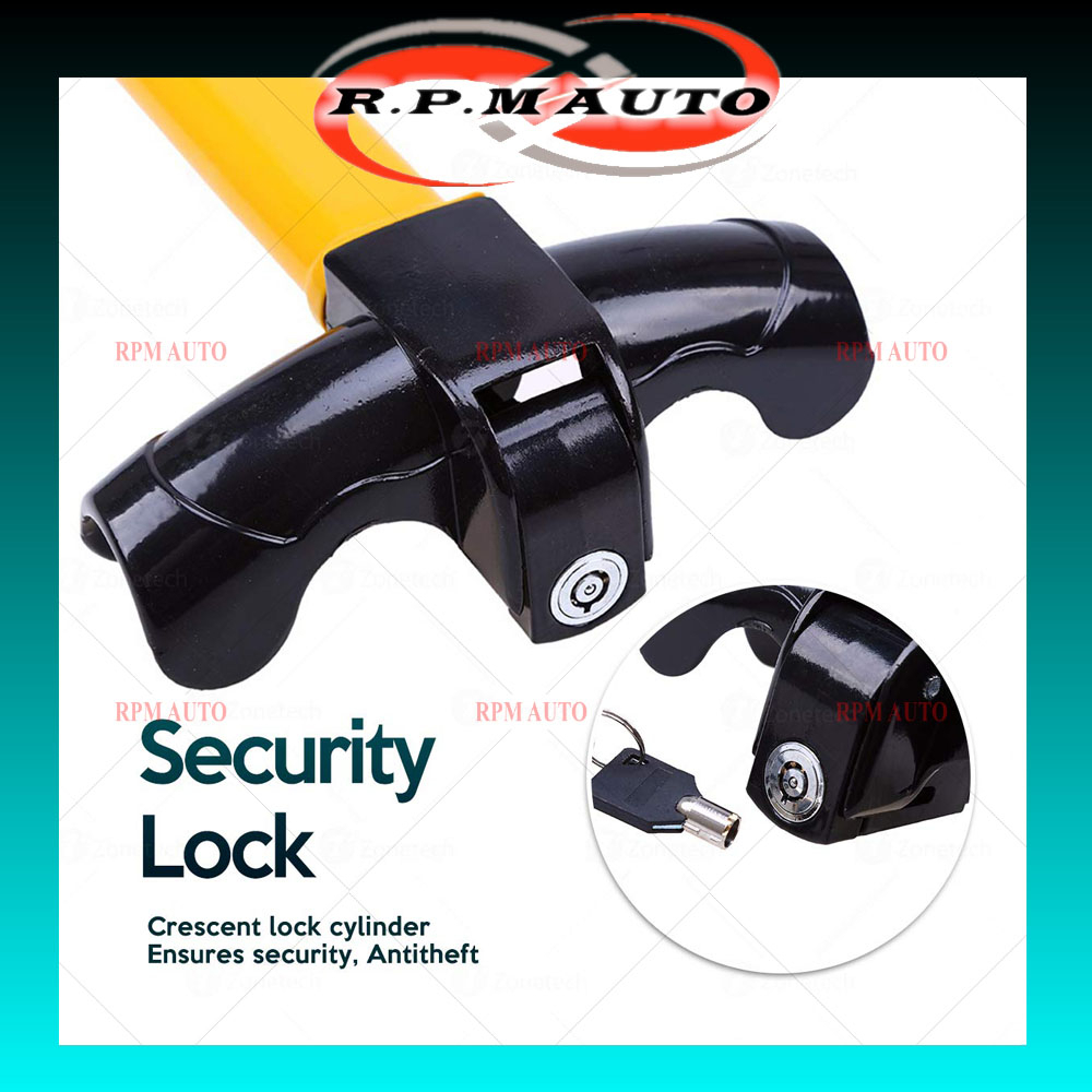 Anti theft Car Lock + 2 Keys Steering Lock Universal Car Vehicle Steel ...
