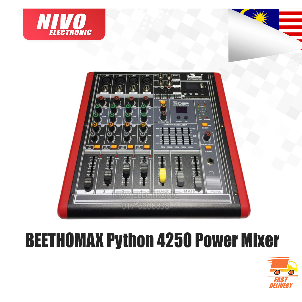 BEETHOMAX Python 4250 4 Channel 250W Per Channel Powered Mixer With USB ...