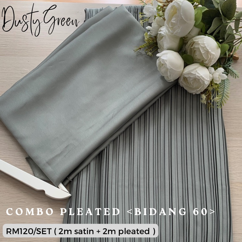 kain pleated satin dan set combo pleated dengan satin plain sesuai ...