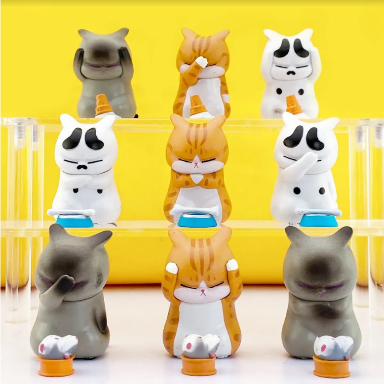 Distressed Cat Figurine Set Kitten Toy Figure Collectibles Collection ...