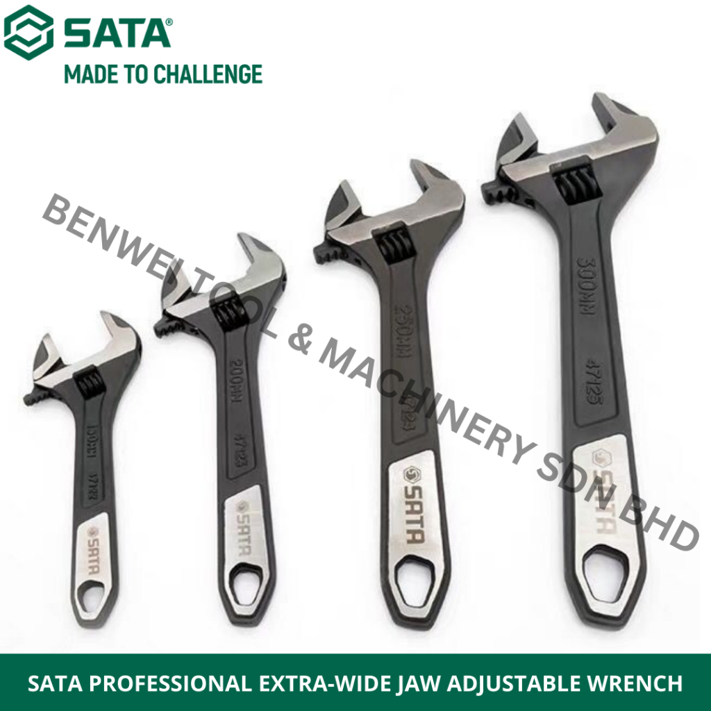 (ND) SATA PROFESSIONAL EXTRA-WIDE JAW ADJUSTABLE WRENCH / 6'' 8'' 10 ...