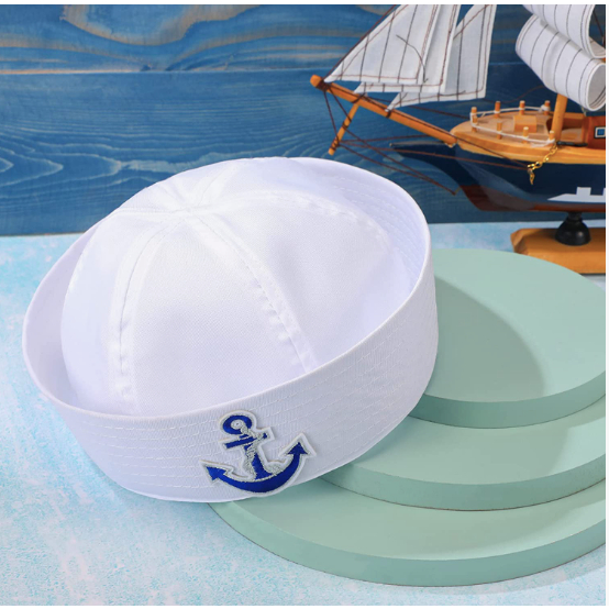 MSIA Ready Stock/ Sailor Hat White Yacht Boat Captain Hat Nautical Hats ...