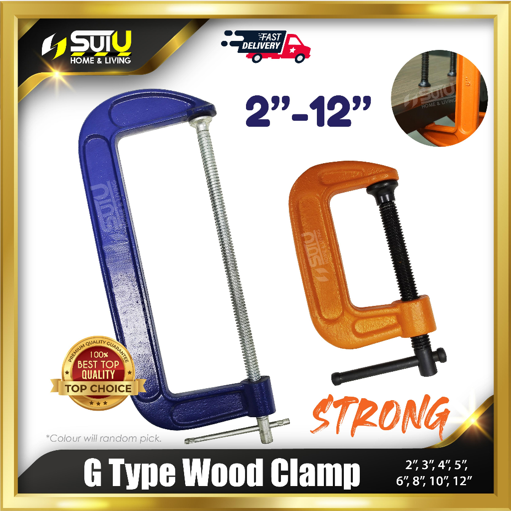 2 - 12" Heavy Duty G Type Wood Clamp | Shopee Malaysia