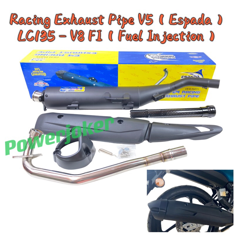 LC135 Fi V8 Fuel Injection (100% Original Espada) 28mm V5 Racing Ekzos Paip Exhaust Pipe Racing ...
