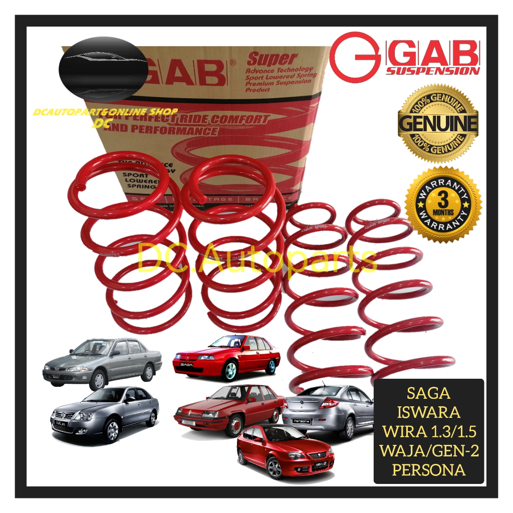 ORIGINAL GAB SPORT SPRING WIRA 1.5 1.6 SATRIA NEO WAJA GEN2 PERSONA ...