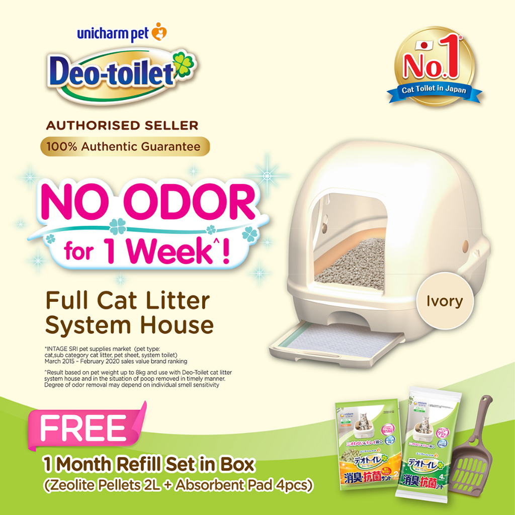 Deo-Toilet Dual Layer Cat Litter Box Tray System Hooded (Full) Tandas ...