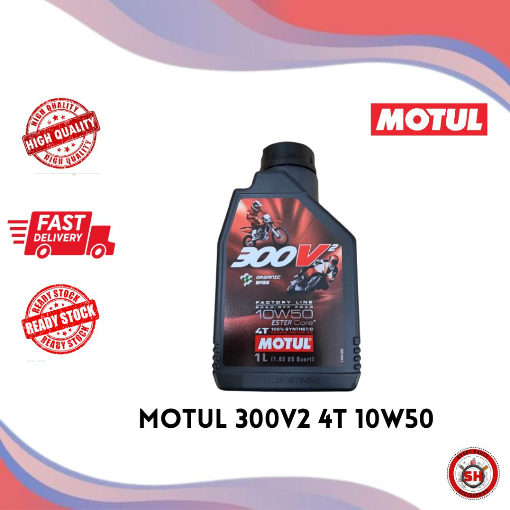 (Ready Stock) Motul 10W50 300V2 10W50 4T Motorcycle Engine Oil (1L) 100% Original Racing Factory ...