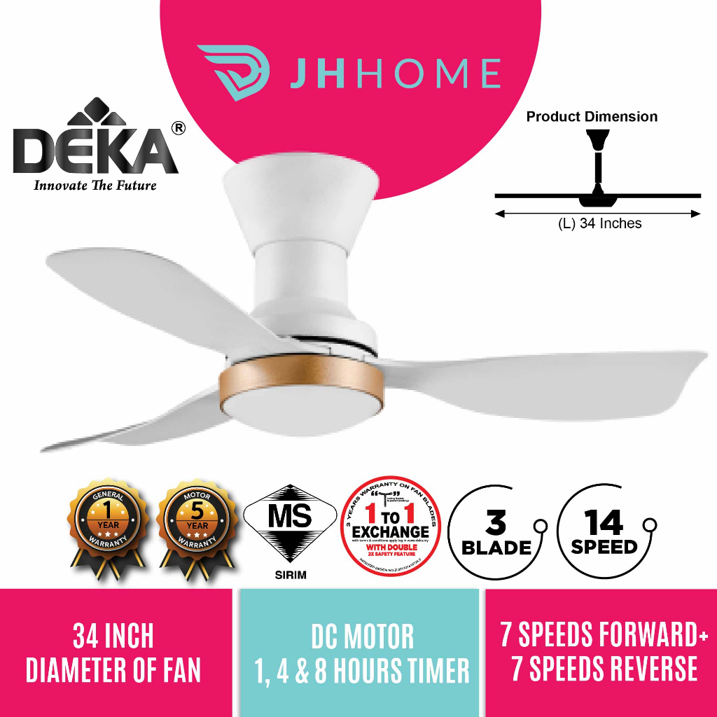 Deka Concept Series DC Motor Ceiling Fan | 56" & 42" CONCEPT 1 | 34 ...