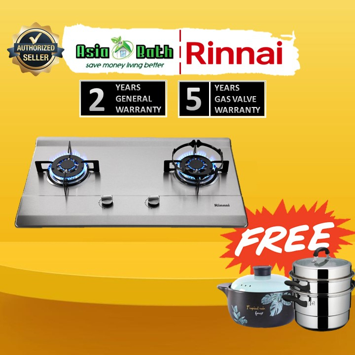 Rinnai RB-712N-S 2 Burner Built in Gas Cooker Stainless Steel Hob ...