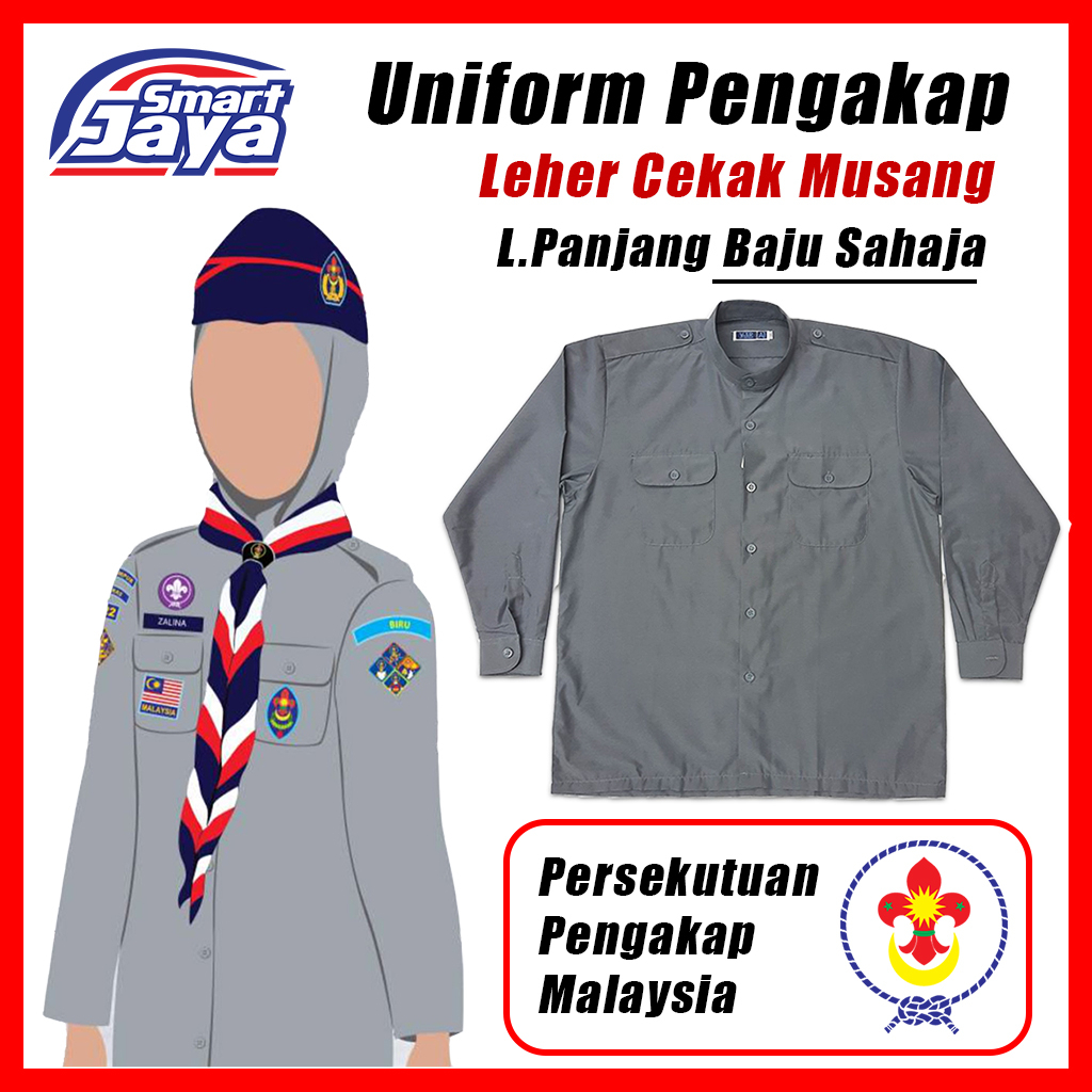Kemeja Pengakap Leher Cekak Musang/Lengan Panjang/Uniform Scout ...