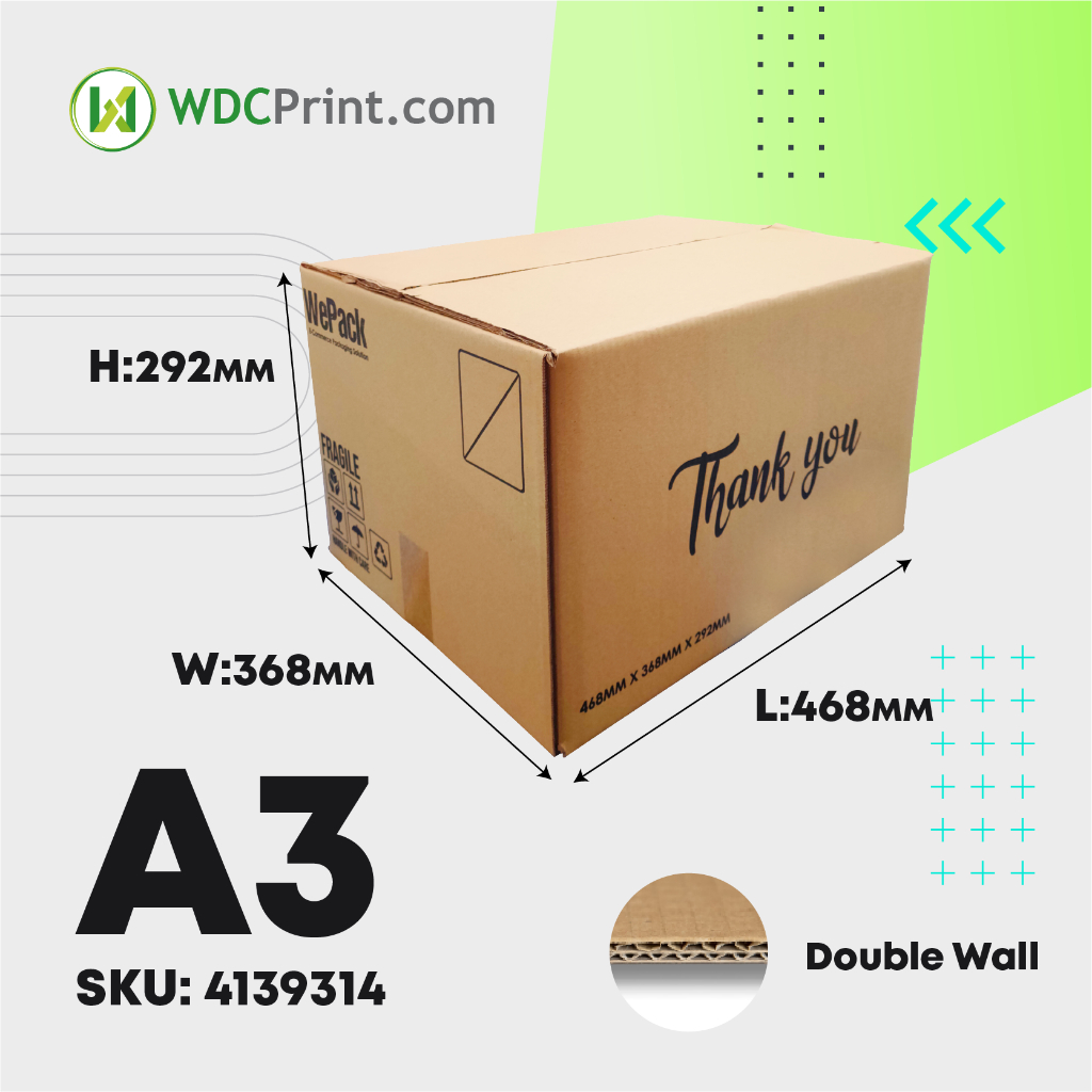 [WDCPrint] A3/L/XL - Double Wall Carton Box Courier Box | Kotak Karton ...