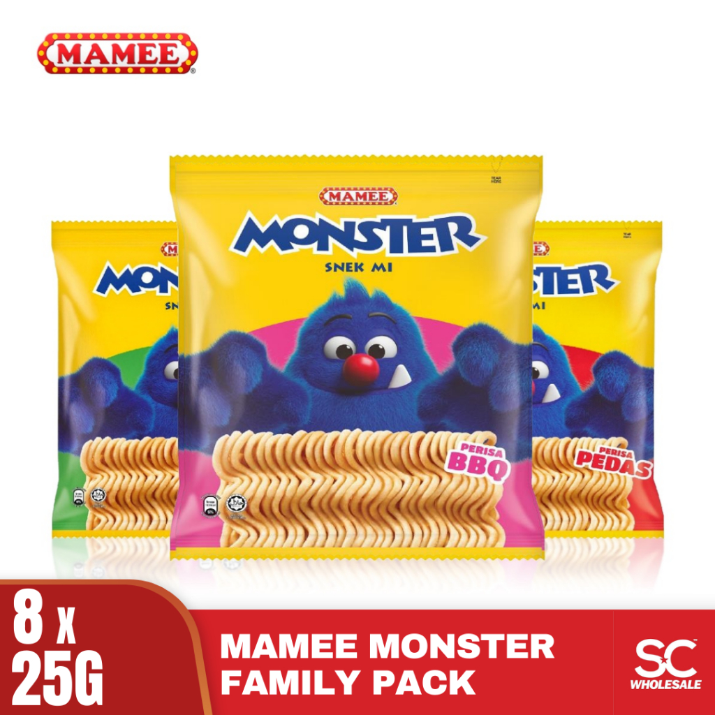 Mamee Monster Family Pack Assorted 8s x 25 ( BBQ / Chicken / Hot ...