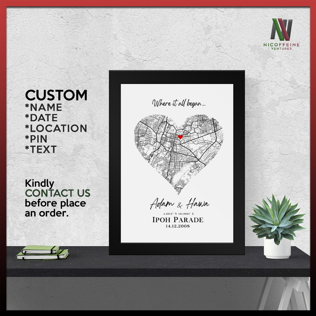[Poster Only] Custom Poster Our First Date, Where We Met Map, Where it ...