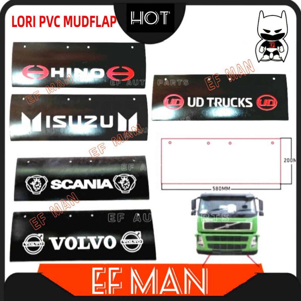 LORI PVC MUDFLAP SCANIA VOLVO HINO NISSAN UD TRUCK ISUZU 58CM X 20CM ...