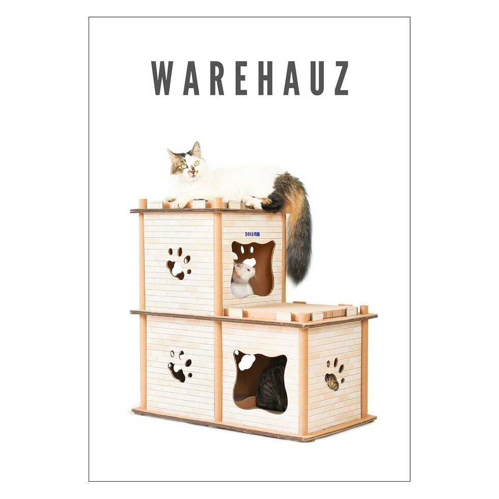 Deku Series Corrugated Cardboard Cat Fun House Multiple Level With Cute ...