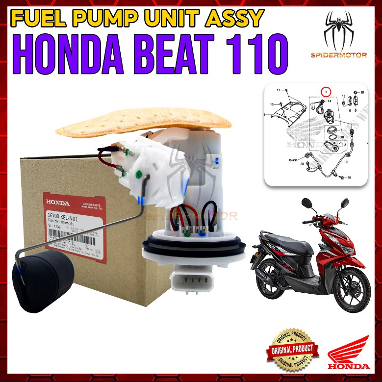 100% Original Honda Beat / Beat110 / Beat 110 V1 Fuel Pump Assy ...
