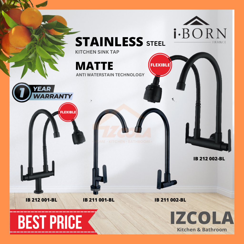 Iborn Kitchen Sink Faucet Stainless Steel SUS 304 Bathroom WaterTap ...