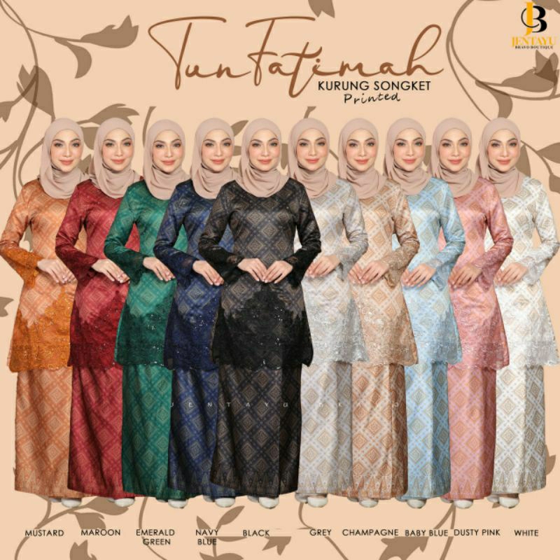 BAJU KURUNG SONGKET MODEN WITH LACE SLIM FIT SONGKET PRINTED BAJU ...