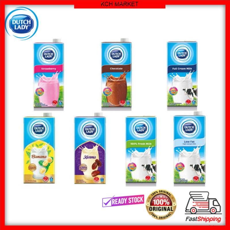Dutch Lady PureFarm UHT Milk (1000ML) Full Cream/ Chocolate/Strawberry ...