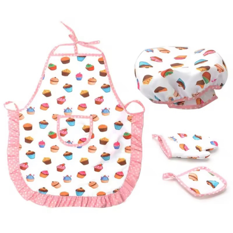 Set Apron Budak Kids Chef Complete Set Kitchen Gift Playset With Apron ...