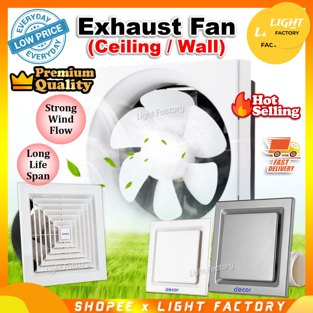 [2 YEARS WARRANTY] Wall / Ceiling Exhaust Fan 6" / 8" / 10" / 12" Kipas ...