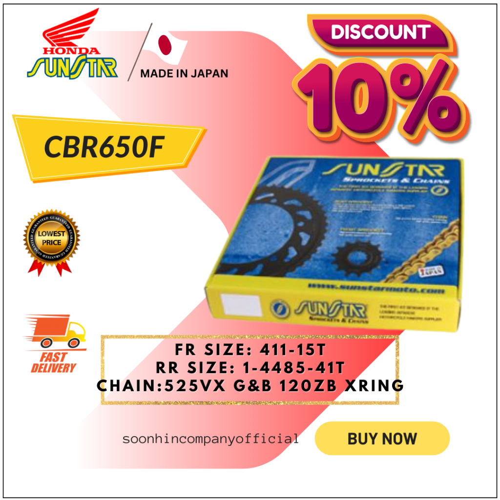 Honda Cbr650F sprocket set kit *Sunstar* 525VX G&B 120ZB XRING | Shopee Malaysia