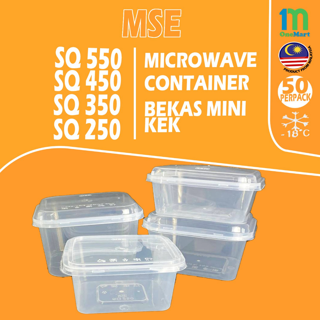 Bekas Kek Petak Plastik Square Container with Lid 50sets Plastic ...