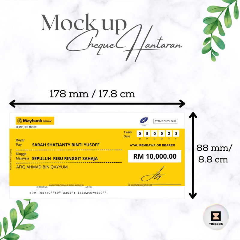 Mock Cheque / MockUp Cheque / Replika Cek SOFTCOPY SAHAJA (PDF & PNG ...