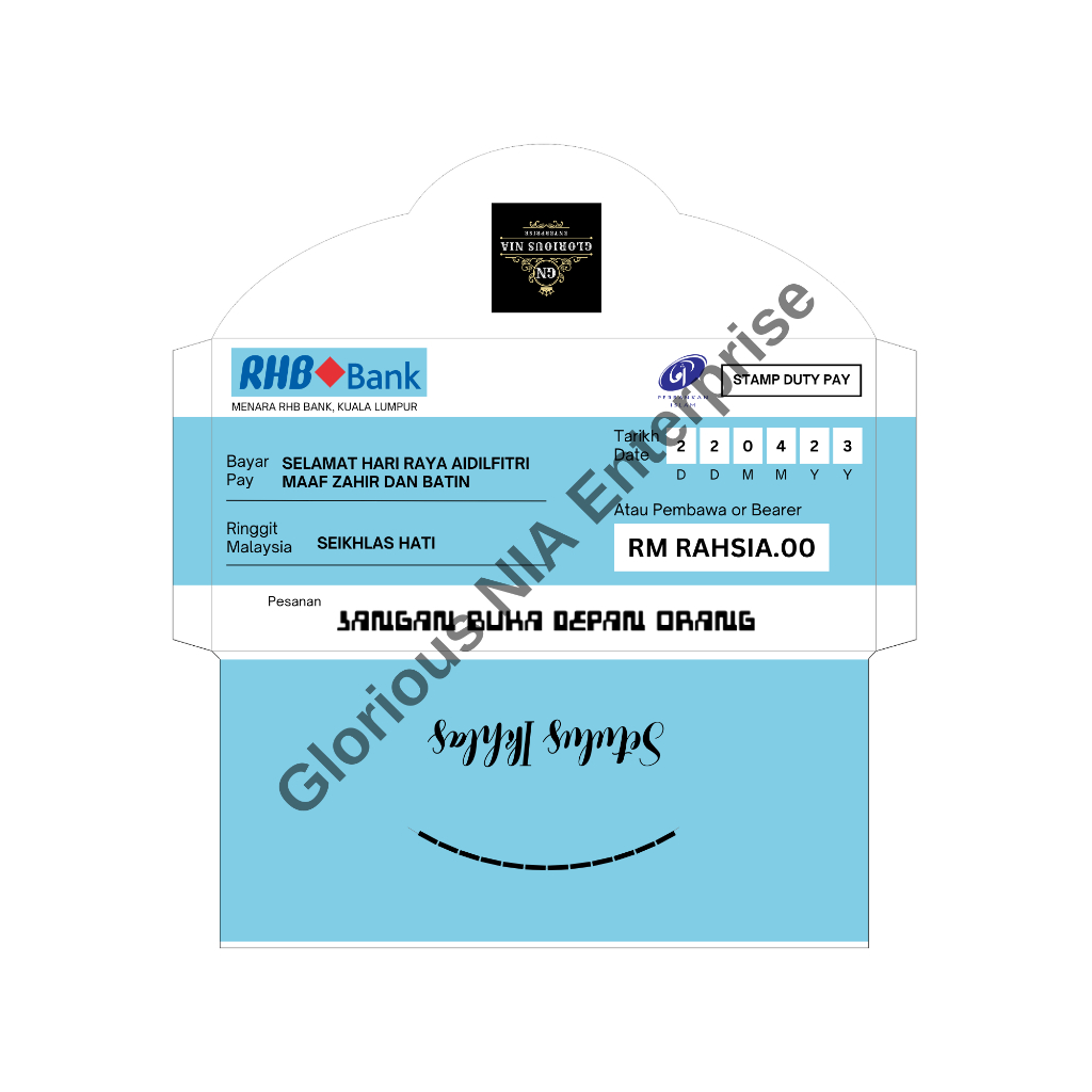 Design Sampul Duit Raya Angpau duit tak perlu lipat softcopy PDF saiz ...