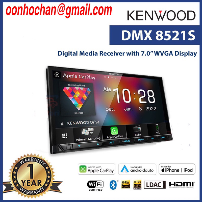 KENWOOD DMX8521S WIRELESS APPLE CARPLAY / ANDROID AUTO 7" WVGA DISPLAY ...