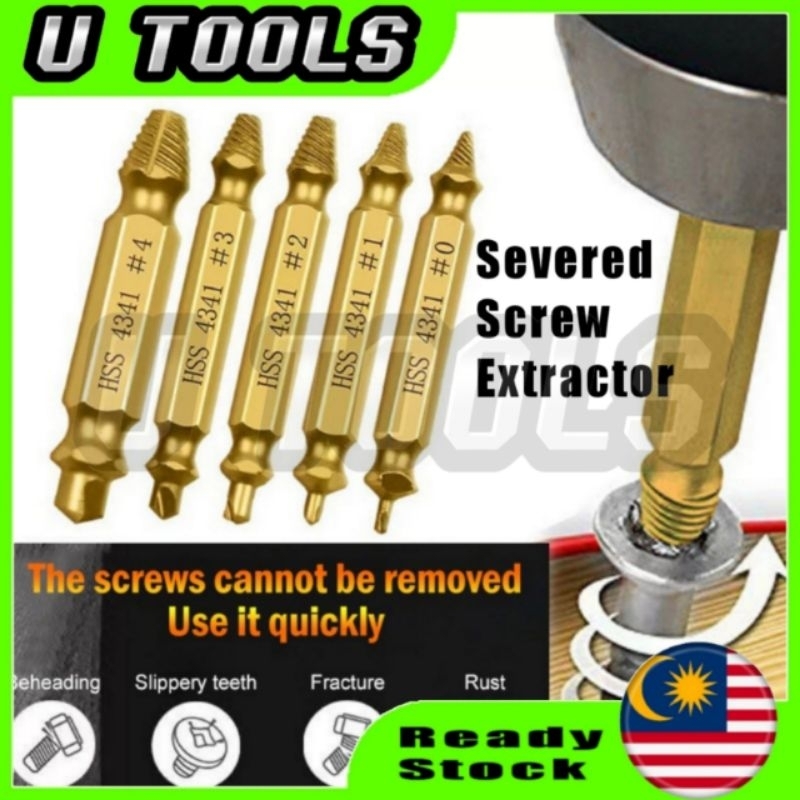 5 Pcs/Set Screw Extractor Drill Bit Extraction Kit Damaged Speed out ...