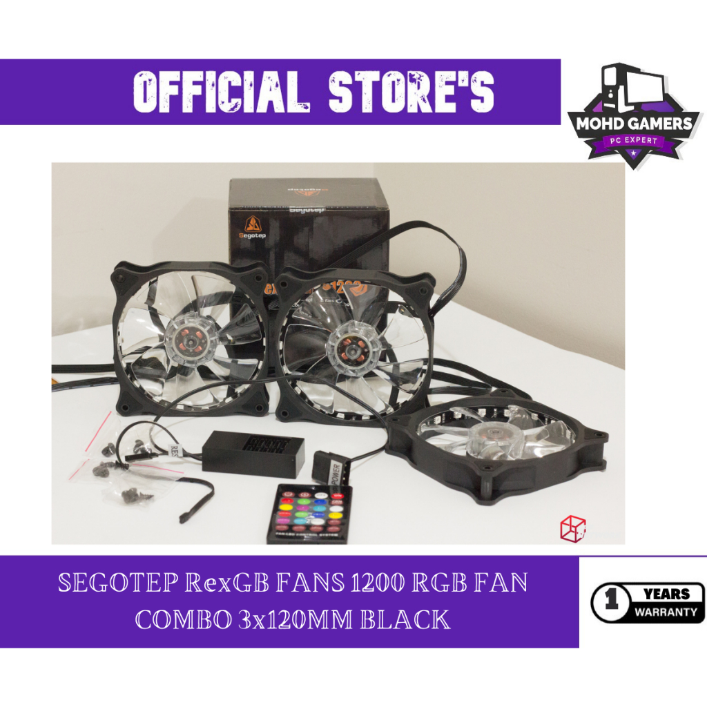 SEGOTEP RexGB FANS 1200 RGB FAN COMBO 3x120MM BLACK | Shopee Malaysia