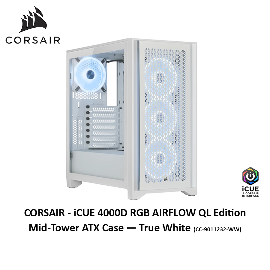 CORSAIR ICUE 4000X RGB AIRFLOW QL EDITION -TRUE WHITE ( CC-9011232-WW ...