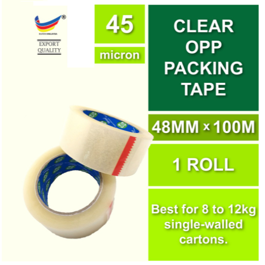 SB Brand 45μ x 48mm x 100m CLEAR OPP Packing Tape 445mic / paper tape ...