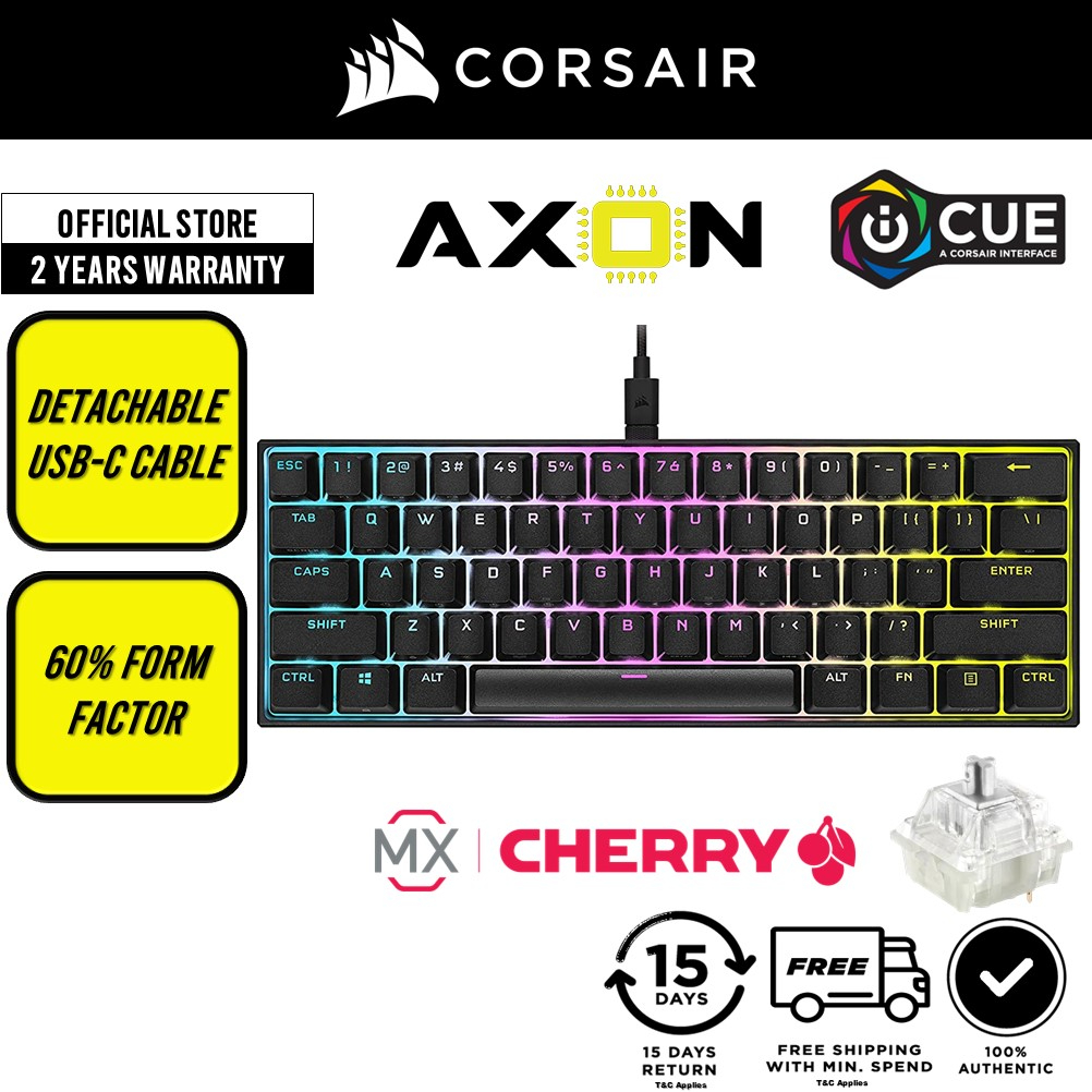 CORSAIR K65 RGB Mini 60% Mechanical iCUE Gaming Keyboard - Cherry MX ...