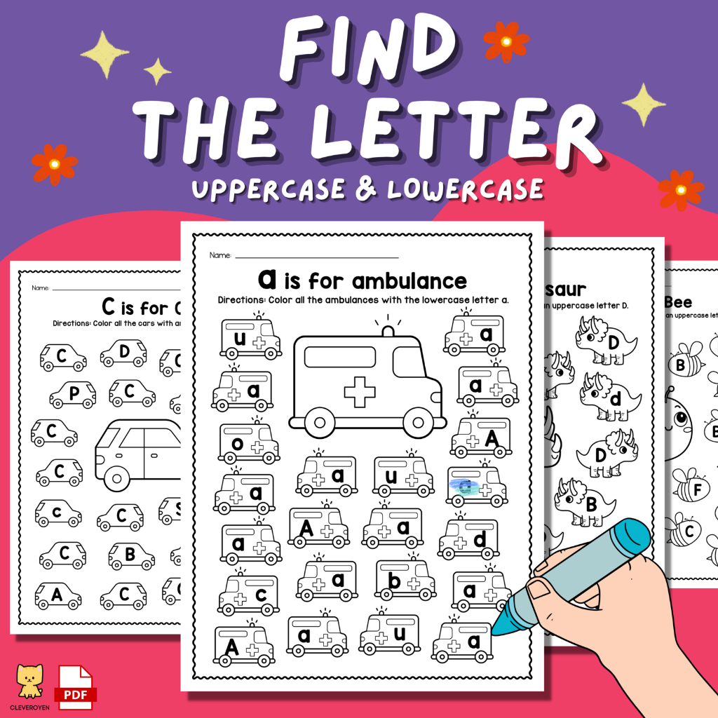 [PDF] Find The Letter: Uppercase and Lowercase | Alphabet Recognition ...