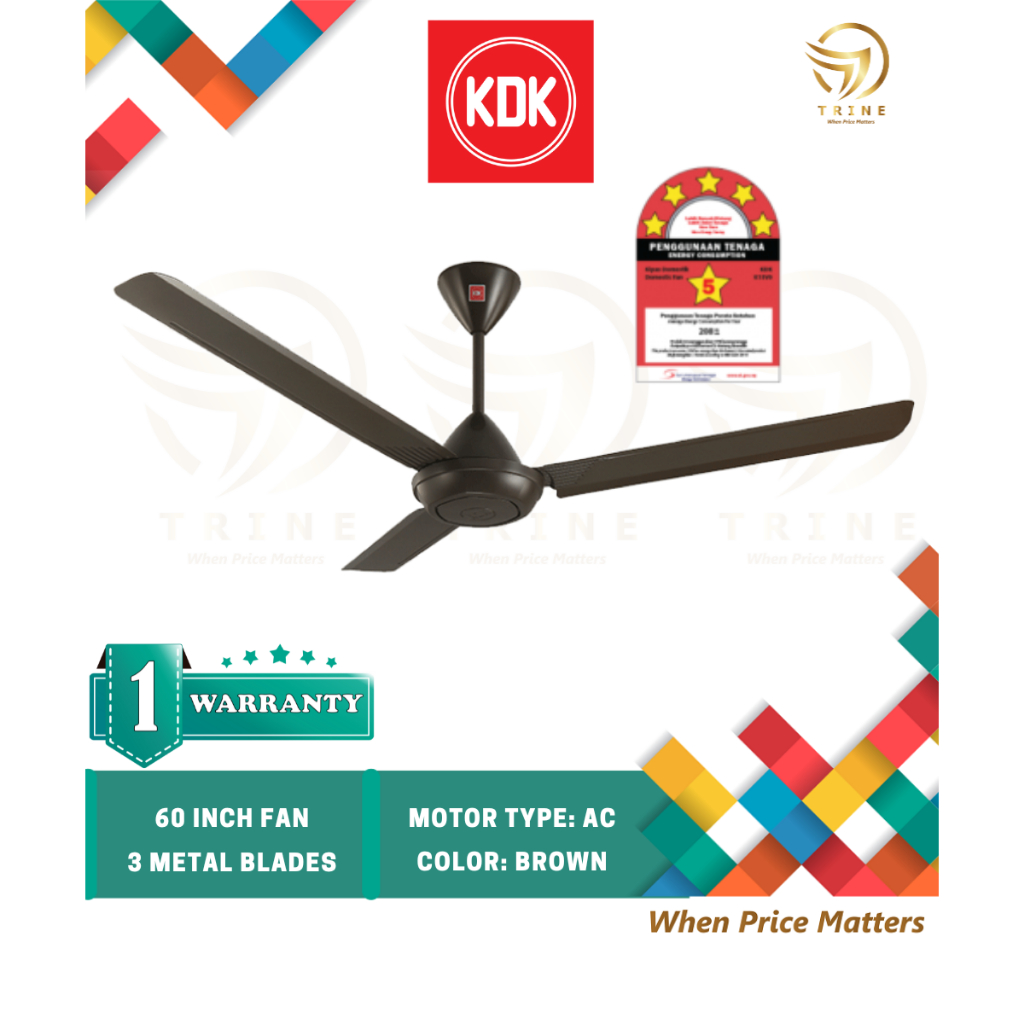KDK K15V0(WH) 60" REGULATOR CEILING FAN WHITE / BROWN / KDK K12V0 48 ...