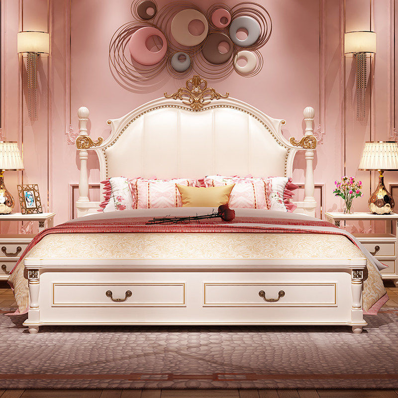 America Style Modern Simple SOLID WOOD Princess Wedding Bed Frame With ...