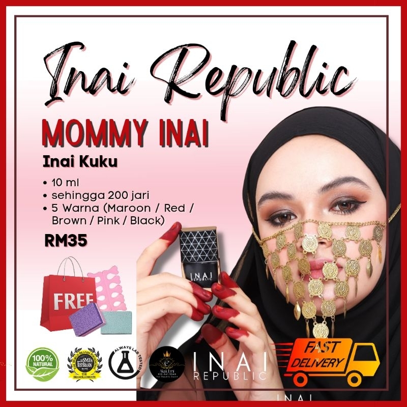 INAI REPUBLIC HQ Original Mommy Inai Kuku Sah Solat Mesra Wuduk/Pewarna ...