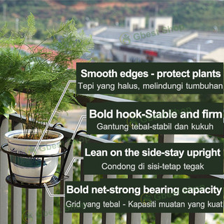 Outdoor Balcony Iron Flower Pot Rack Wall Hanging Planter Stand Plant ...