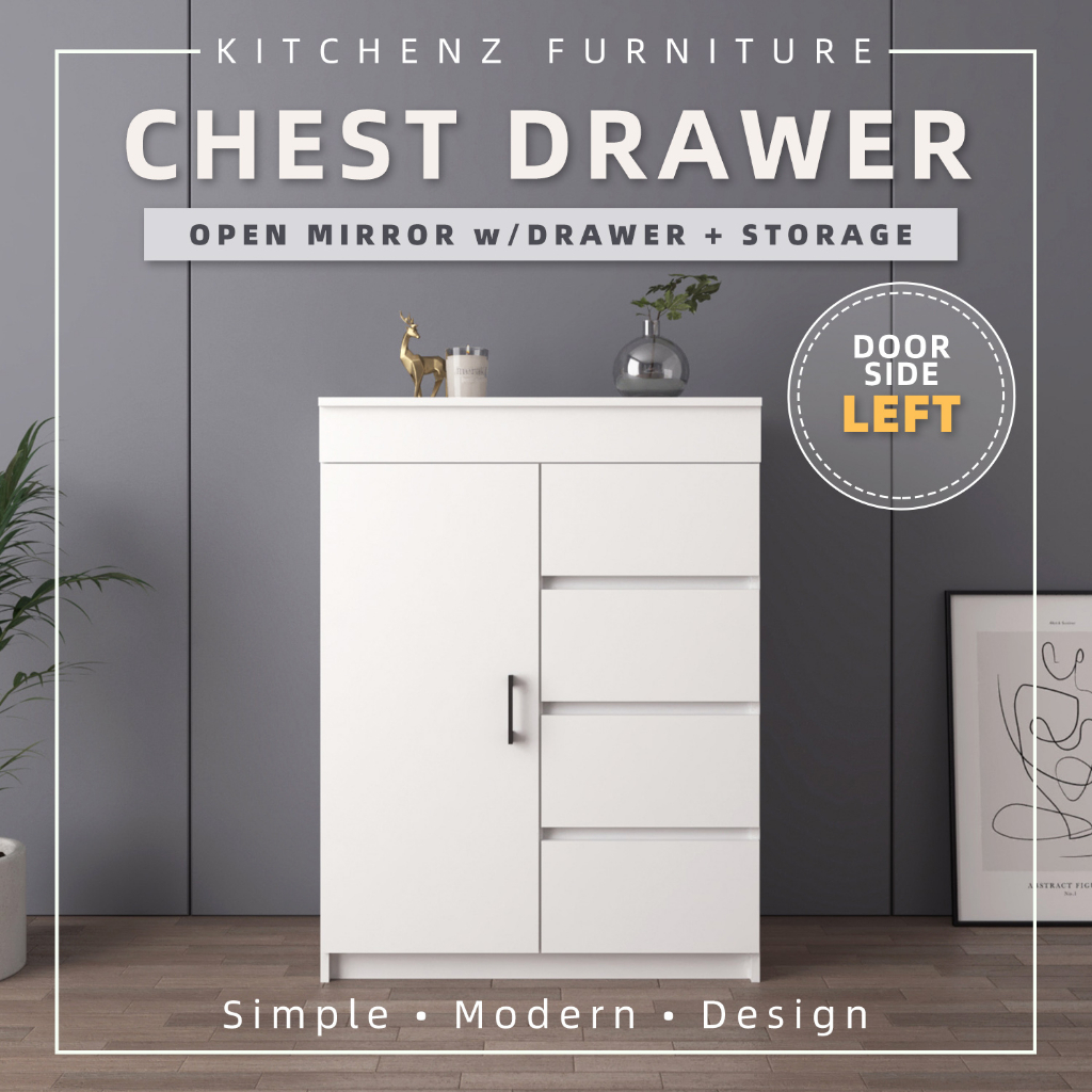 KitchenZ Sabah 4 Layers Chest Drawer with Drawer Almari putih Big size ...
