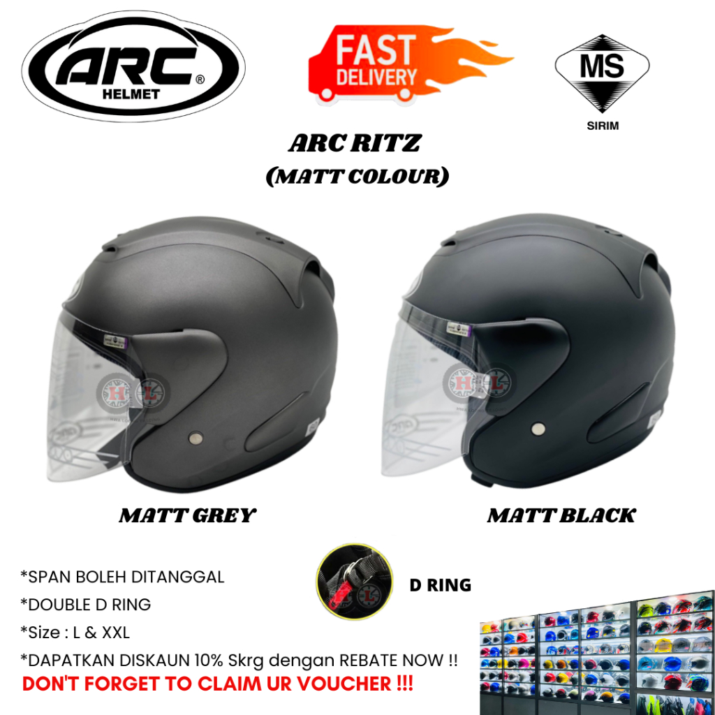 ARC RITZ MATT COLOUR OPEN FACE HELMET ORIGINAL ( HELMET ARC RITZ COLOUR ...
