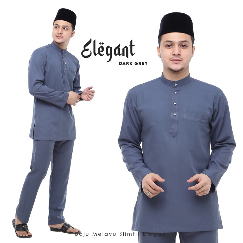 SLIM FIT ELEGANT DARK GREY (FREE BUTANG) | Shopee Malaysia