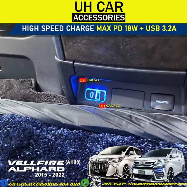 TOYOTA USB C PORT DUAL SOCKET PLUG N PLAY QUICK CHARGE VELLFIRE ESTIMA ...
