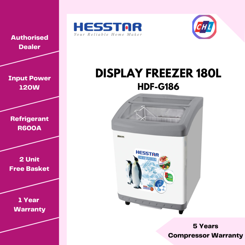 HESSTAR (Authorised Dealer) HDF-G186 CURVE GLASS SILDING OR DISPLAY ...