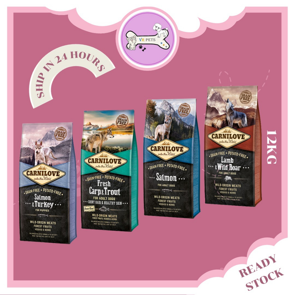 Carnilove Grain Free Dog Food 12KG - (Salmon / Wild Boar / Salmon ...