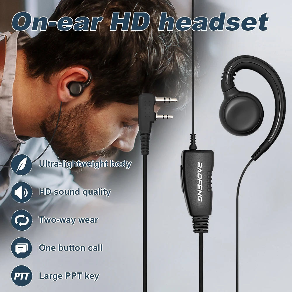 Baofeng 2 Pin High Quality Headset Microphone For Two Way Radio ...